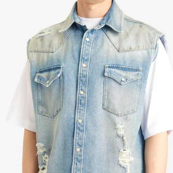 MAISON MARGIELA Sleeveless Distressed Denim Shirt
