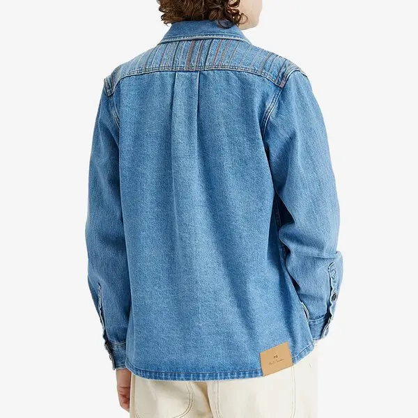 Paul Smith Stripe Embroidered Denim Shirt Jacket