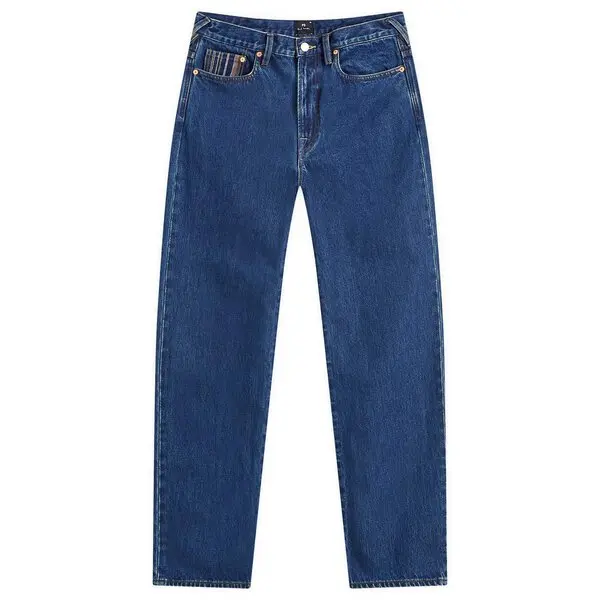 Paul Smith Relaxed Fit Embroidered Stripe Denim Jeans - Blue