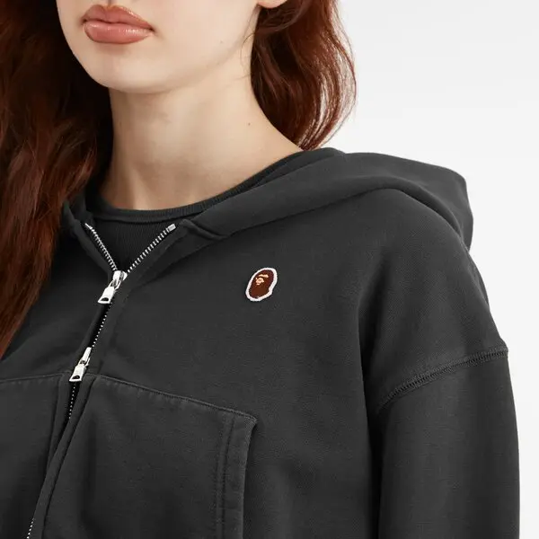 A BATHING APE Pigment Dyed One Point Crop Zip Hoodie