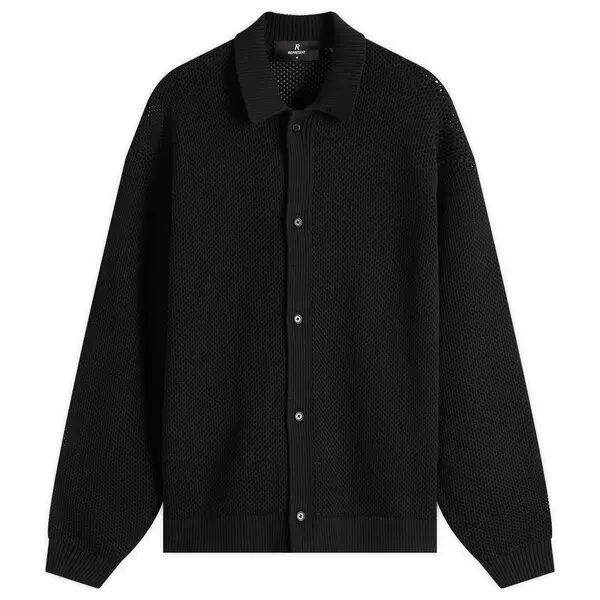 REPRESENT Long Sleeve Mesh Knit Shirt - Jet Black