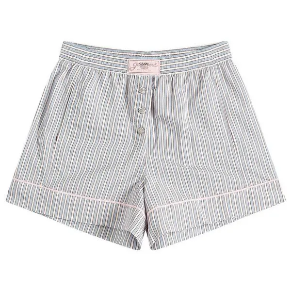 GANNI Yarn Dyed Stripe Elasticated Shorts - Soft Chambray