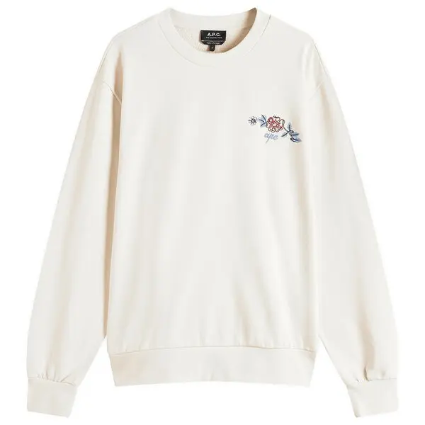 A.p.c. Tyler Floral Logo Crew Sweatshirt - Ecru