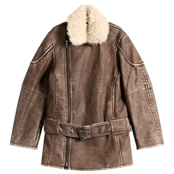 DIESEL® G-eyser Faux Shearling Coat - Brown