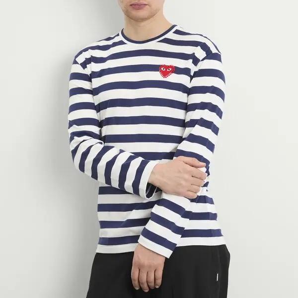 Play Comme Des Garcon Studded Heart Long Sleeve T-shirt