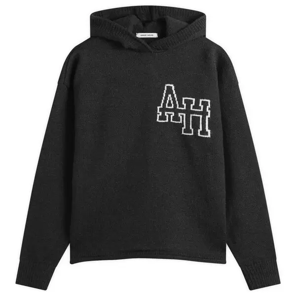 ANNIE HOOD Knit Hoodie - Black