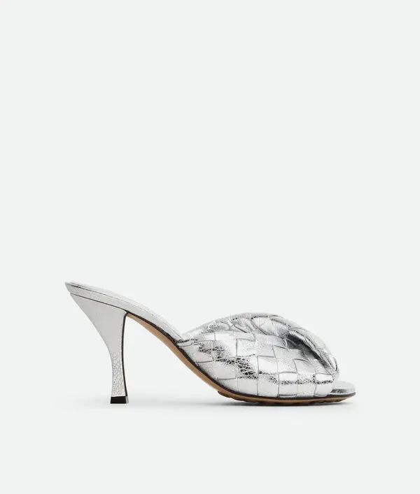 Bottega Veneta Intrecciato Leather Mules - Silver
