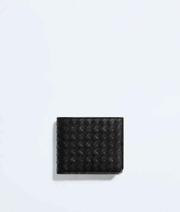Bottega Veneta Intrecciato Piccolo Bi-fold Wallet With Coin Purse - Black/thunder