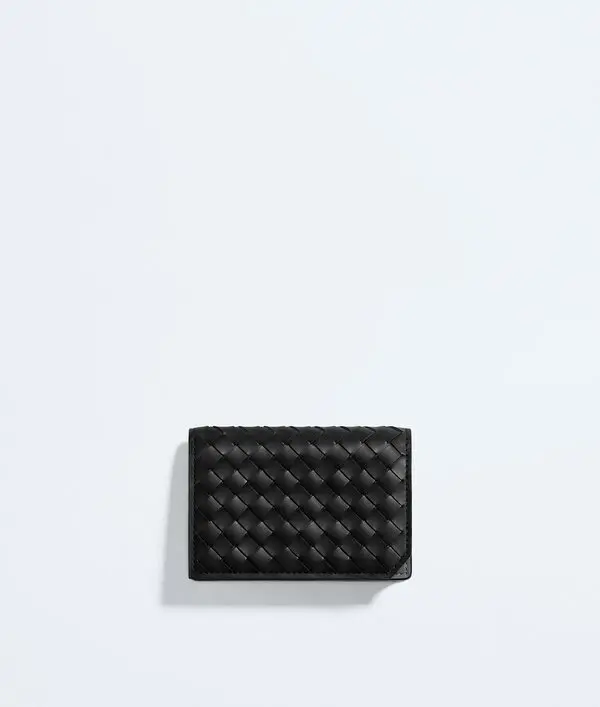 Bottega Veneta Intrecciato Piccolo Business Card Case - Black/thunder