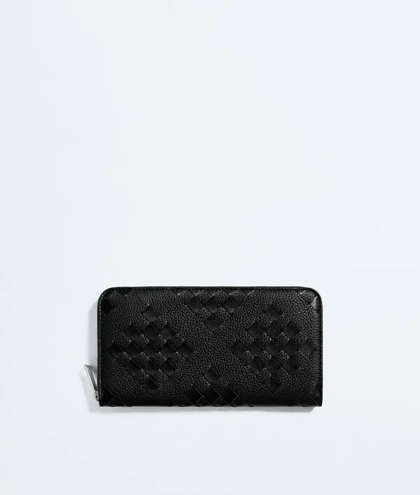 Bottega Veneta Intrecciato Zip Around Wallet - Black