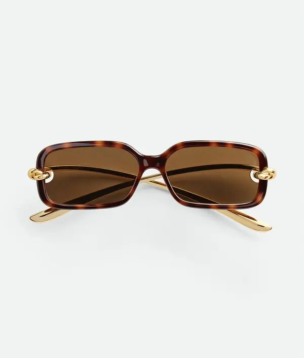 Bottega Veneta Knot Rectangular Sunglasses - Havana/brown