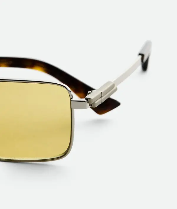 Bottega Veneta Classic Rectangular Sunglasses - Silver/yellow