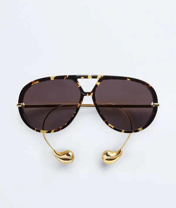 Bottega Veneta Drop Aviator Sunglasses - Havana/grey