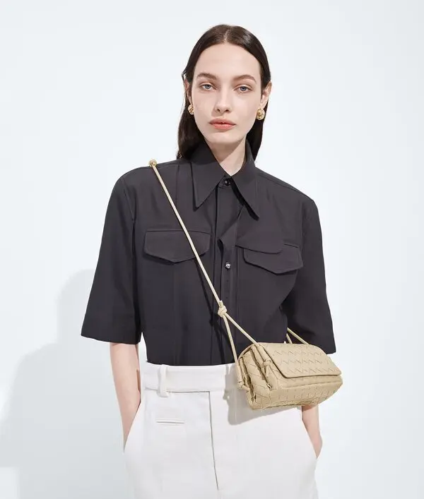 Bottega Veneta Notturno Intrecciato Pouch - Ecru
