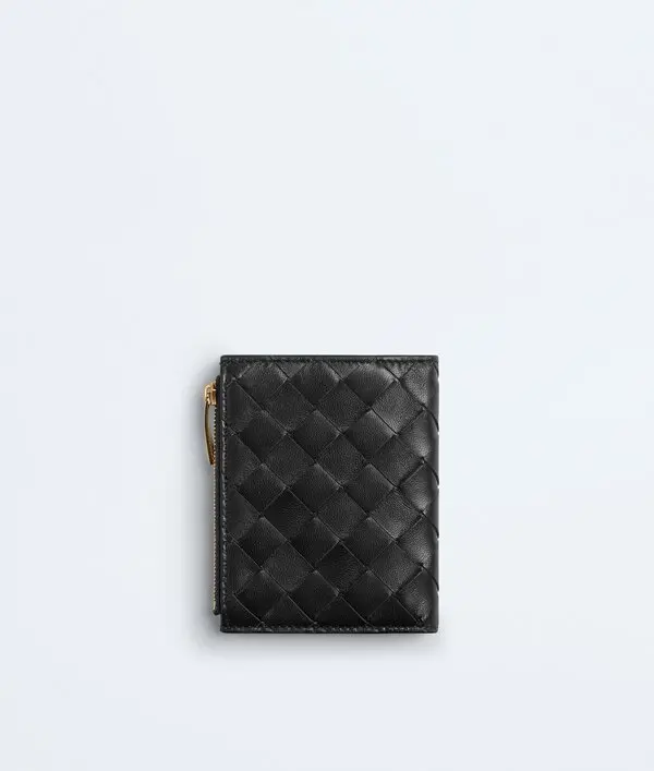 Bottega Veneta Intrecciato Small Bi-fold Wallet - Black