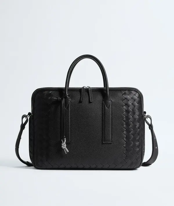 Bottega Veneta Intrecciato Leather Briefcase - Black