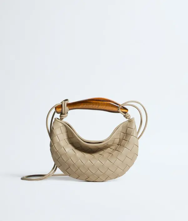 Bottega Veneta Baby Sardine Bag With Tiger Eye Stone Handle - Ecru