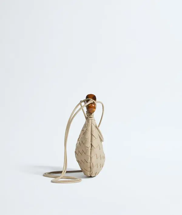 Bottega Veneta Baby Sardine Bag With Tiger Eye Stone Handle - Ecru