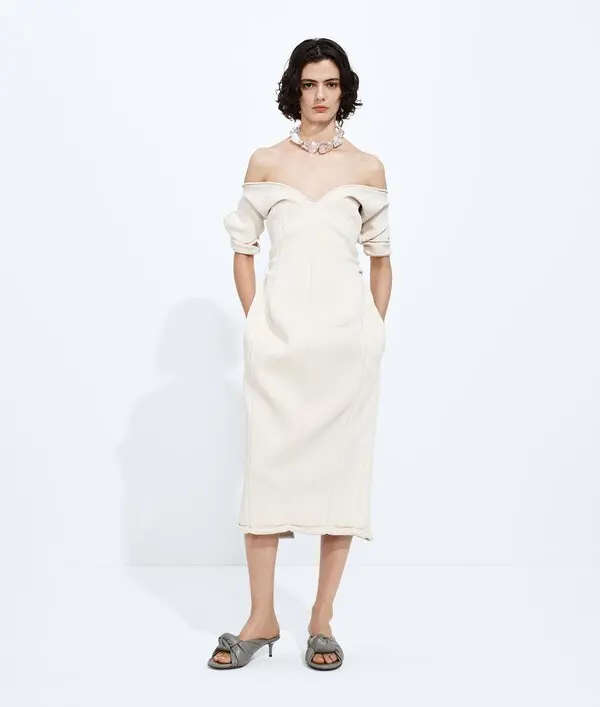 Bottega Veneta Double Crepe Dress - Chalk