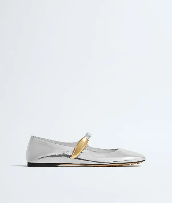 Bottega Veneta Charlotte Mary-jane Ballerina - Silver