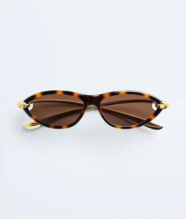 Bottega Veneta Knot Cat Eye Sunglasses - Havana/gold/brown
