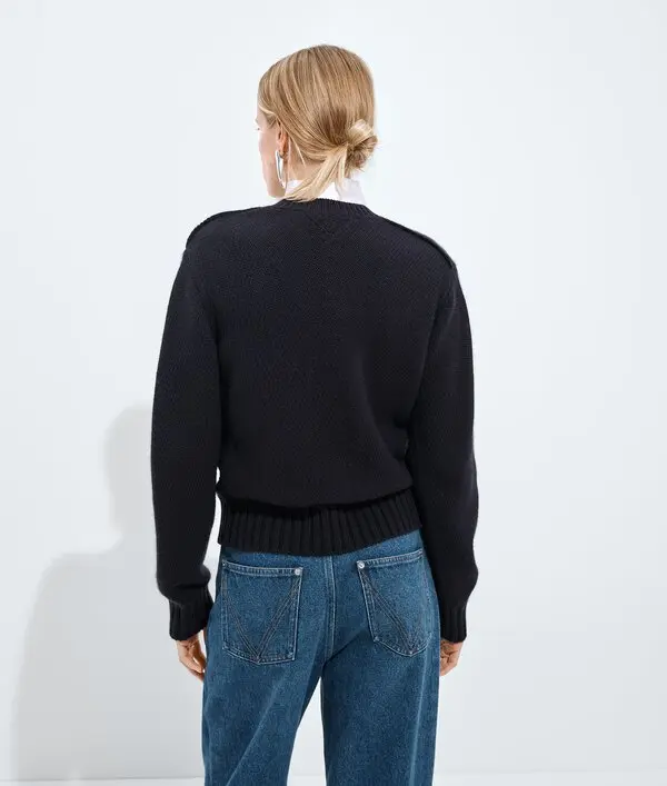 Bottega Veneta Midweight Cashmere Diagonal Cardigan With Knot Buttons - Midnight Blue