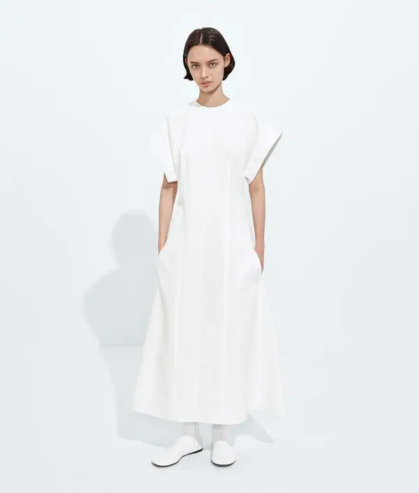 Bottega Veneta Compact Cotton Midi Dress - Chalk