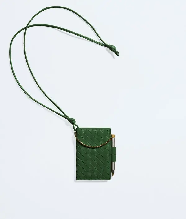 Bottega Veneta Intrecciato Piccolo Pencil Badge Holder - Basil
