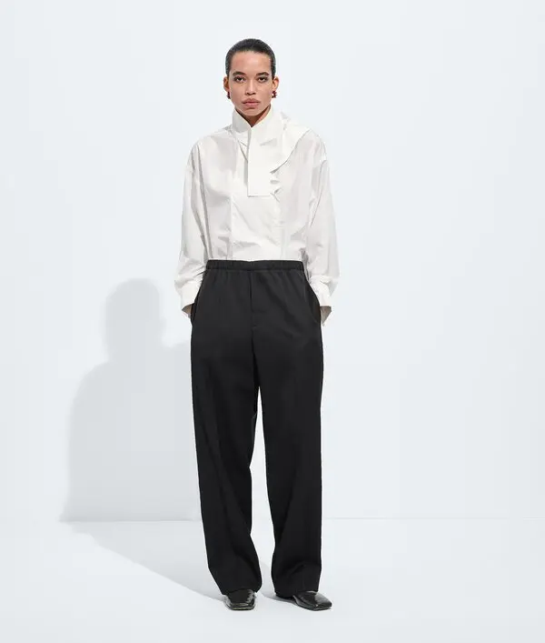 Bottega Veneta Wool Grain De Poudre Trousers - Double Black