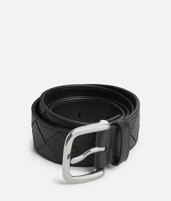 Bottega Veneta Intrecciato Taurillon Belt - Black