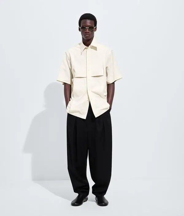 Bottega Veneta Macro Intreccio Cotton Shirt - Parchment