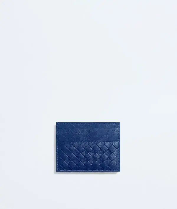 Bottega Veneta Woven Mycelium Credit Card Case - Blue Royal