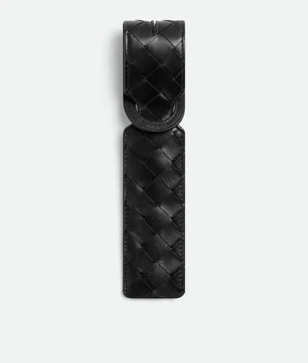 Bottega Veneta Intrecciato Long Tag Holder - Black