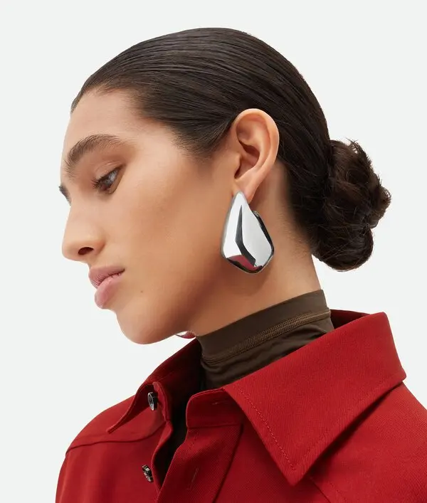 Bottega Veneta Large Fin Earrings - Silver