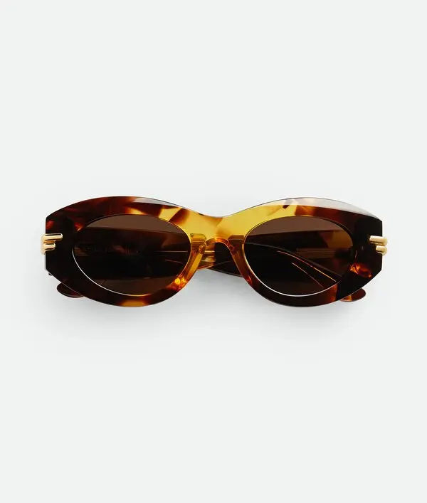 Bottega Veneta Mitre Oval Sunglasses - Havana/brown