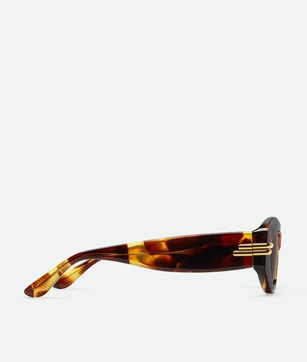 Bottega Veneta Mitre Oval Sunglasses - Havana/brown