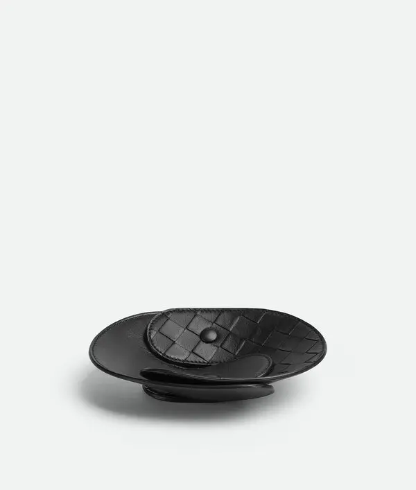 Bottega Veneta Interlocking Leather Tray - Black