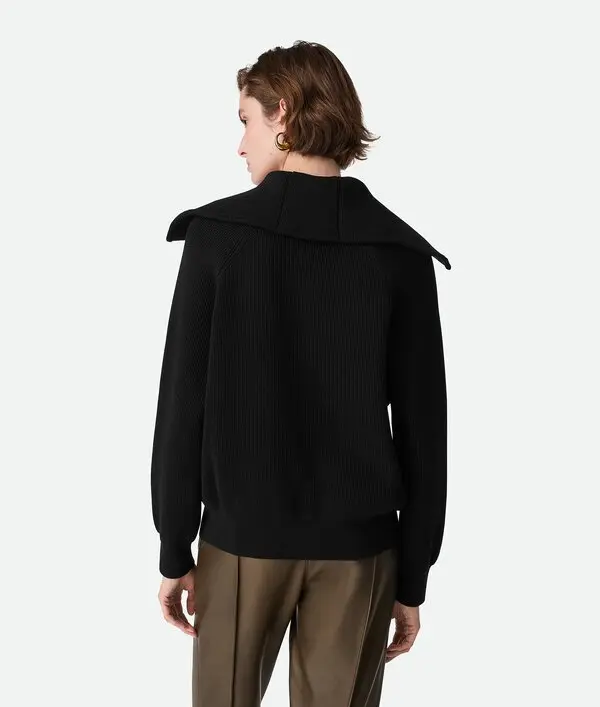 Bottega Veneta Cotton Rib Cardigan With Knot Buttons - Black