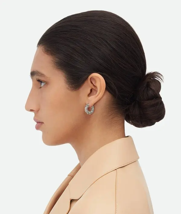 Bottega Veneta Intreccio Hoop Earrings In Sterling