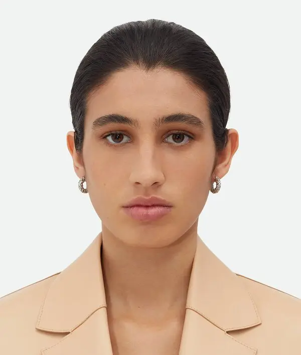 Bottega Veneta Intreccio Hoop Earrings In Sterling