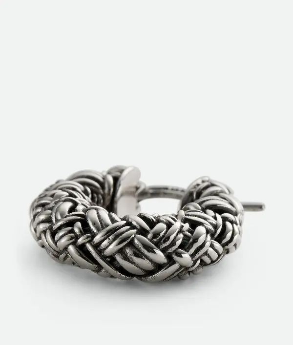 Bottega Veneta Intreccio Hoop Earrings In Sterling