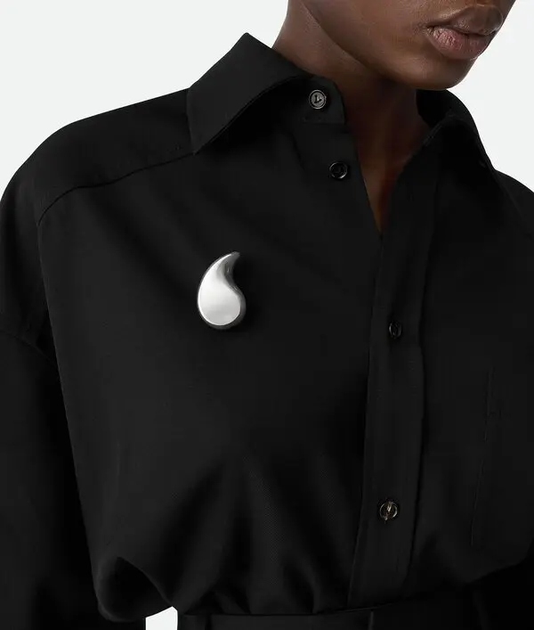 Bottega Veneta Large Drop Brooch - Silver