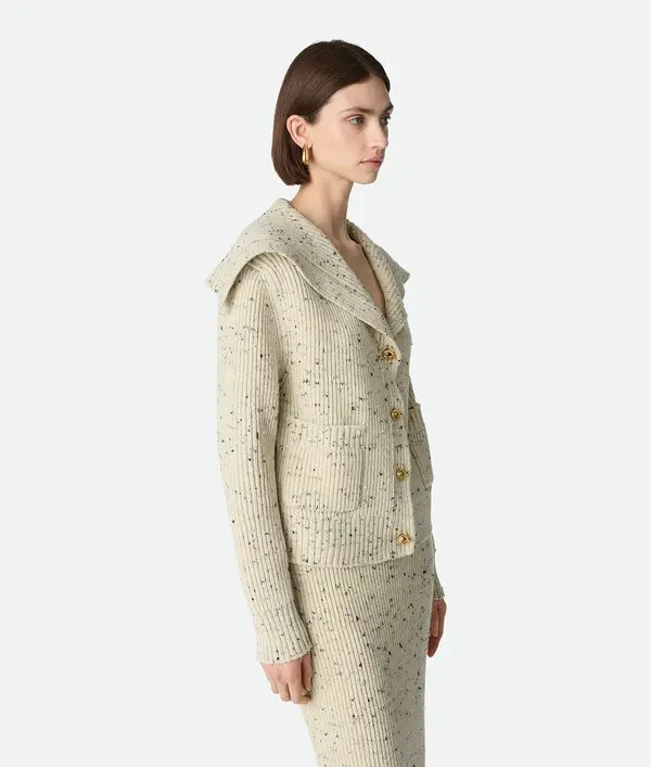 Bottega Veneta Wool English Rib Cardigan - Dove