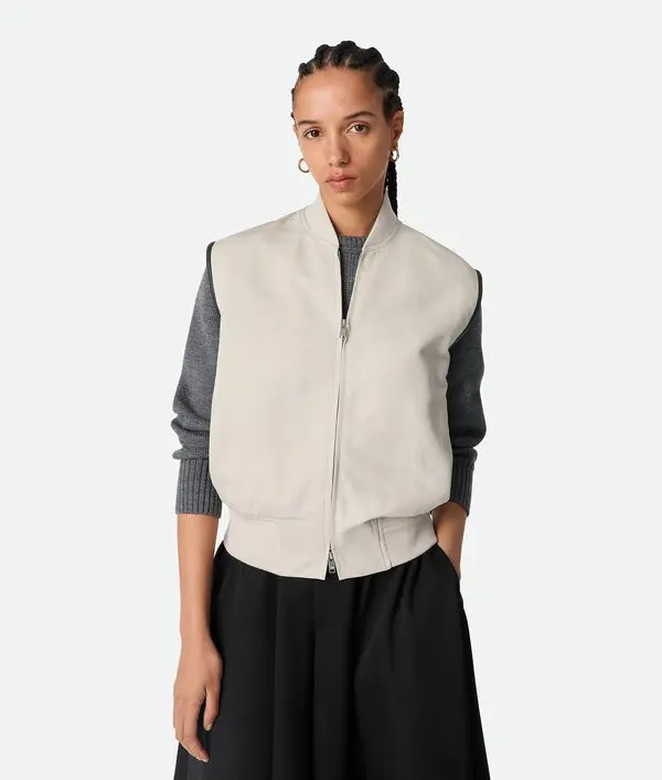 Bottega Veneta Silk And Cotton Twill Gilet - Grey Putty