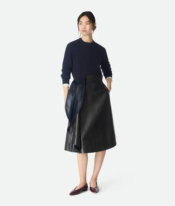Bottega Veneta Leather A-line Skirt