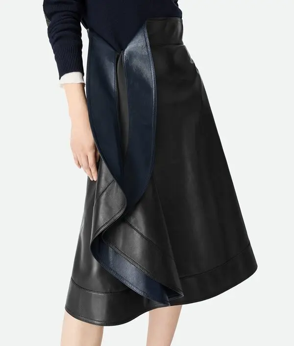Bottega Veneta Leather A-line Skirt