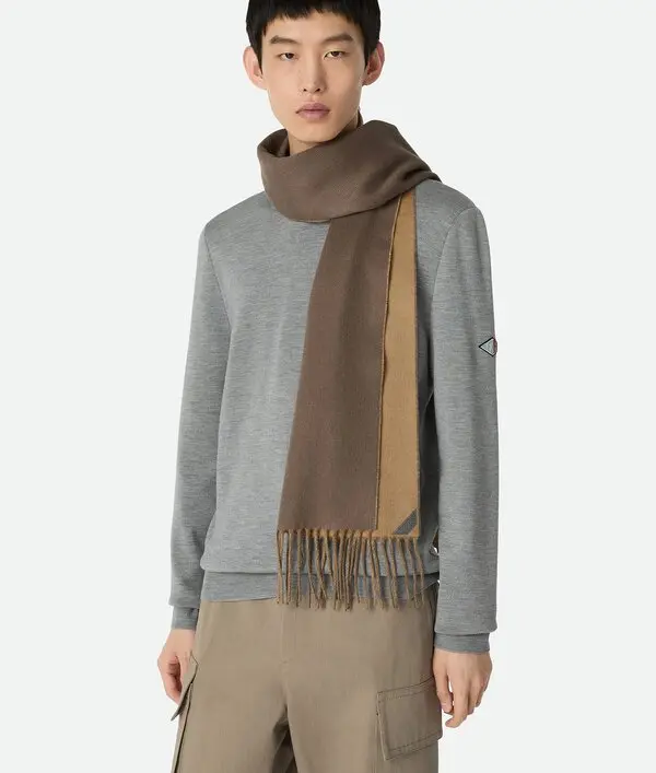 Bottega Veneta Bi-colour Cashmere Scarf - Black/beige