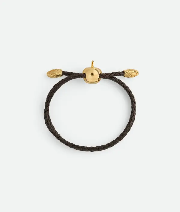 Bottega Veneta Adam Braided Leather And Sterling Silver Bracelet - Fondant