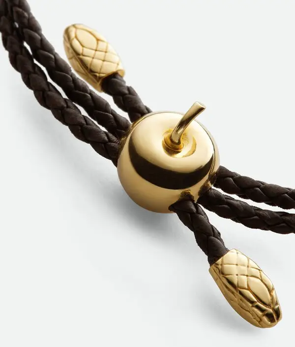 Bottega Veneta Adam Braided Leather And Sterling Silver Bracelet - Fondant