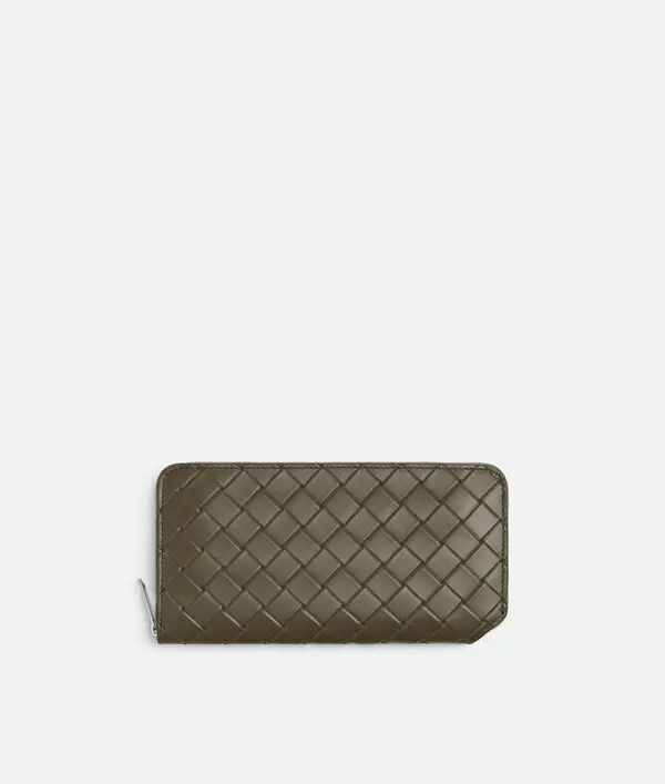 Bottega Veneta Intrecciato Stamp Zip Around Wallet - Cypress
